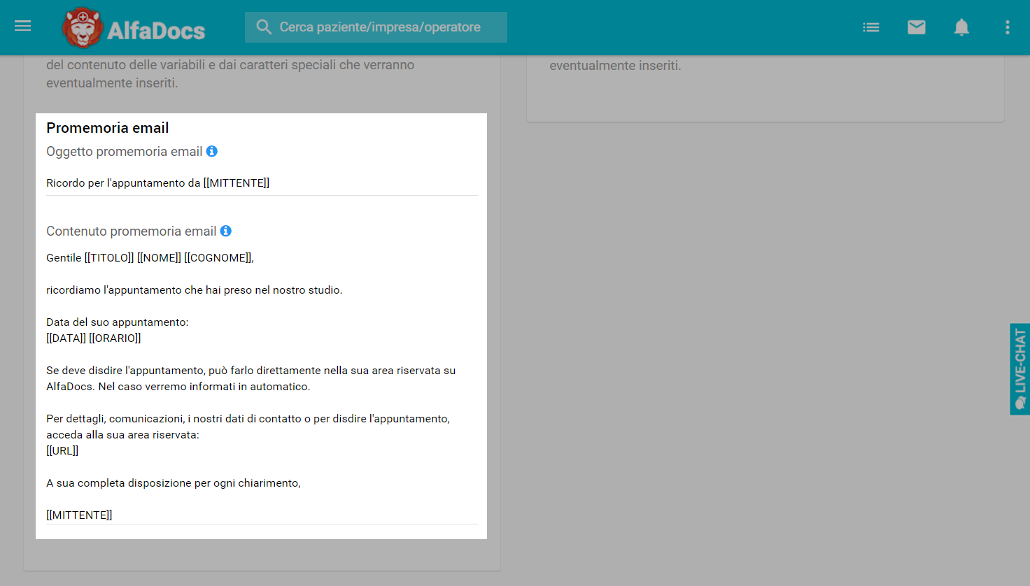 Personalizzare le email di promemoria
