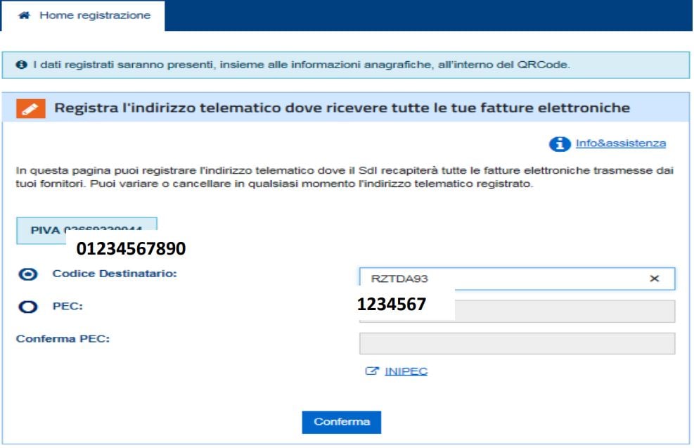 Come registrare il Codice Destinatario (o Univoco)